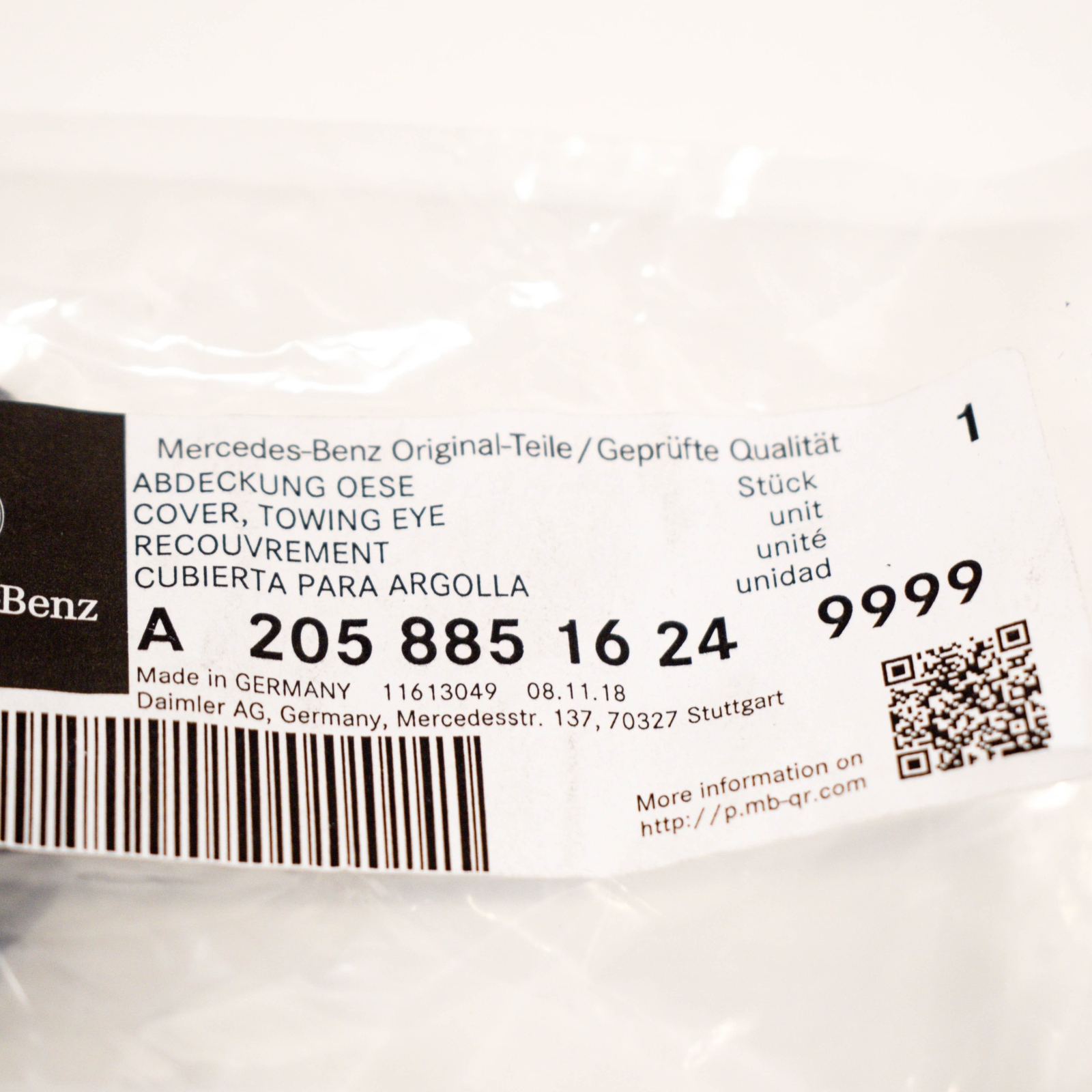 MB C W205 Coperchio occhiello gancio traino posteriore AMG ...