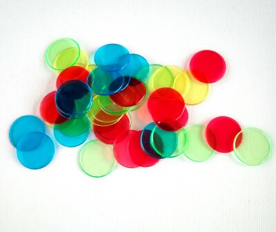 Plastic Transparent Coloured Counters 40 Tokens Markers Tabletop Board ...