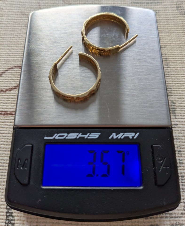 Creolen Nuggets-Design, gebrochen/ matt/glänzend, 585er (14k) Gelbgold ...