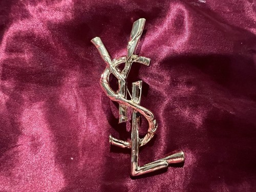 Yves Saint Laurent YSL Gold Authentic Brooch Pin Large | eBay