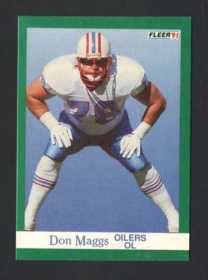 1991 Fleer Football Card Error Don Maggs Houston Oilers w/Baseball Back ...