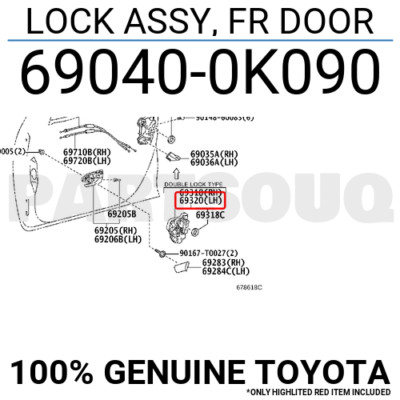 690400K090 Genuine Toyota LOCK ASSY, FR DOOR 69040-0K090 | eBay