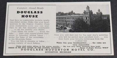 1951 Print Ad Michigan Houghton Douglass Hotel Company Copper Country ...