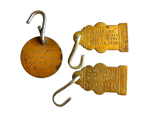 LOT X 3 VINTAGE BRASS DOG RABIES VACCINATION TAGS 1960'S | eBay