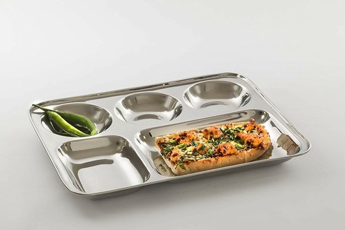 Set of 2 Stainless Steel Dining Round Square Extra Deep Compartment ...