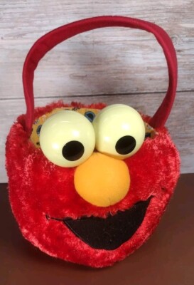 Halloween Sesame Street Elmo Plush Face Candy Bucket Basket Pail 2006 ...