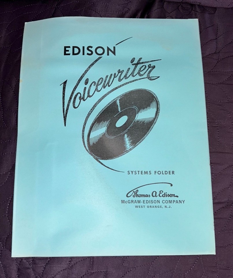 EDISON VOICEWRITER SYSTEMS FOLDER 1950'S | eBay