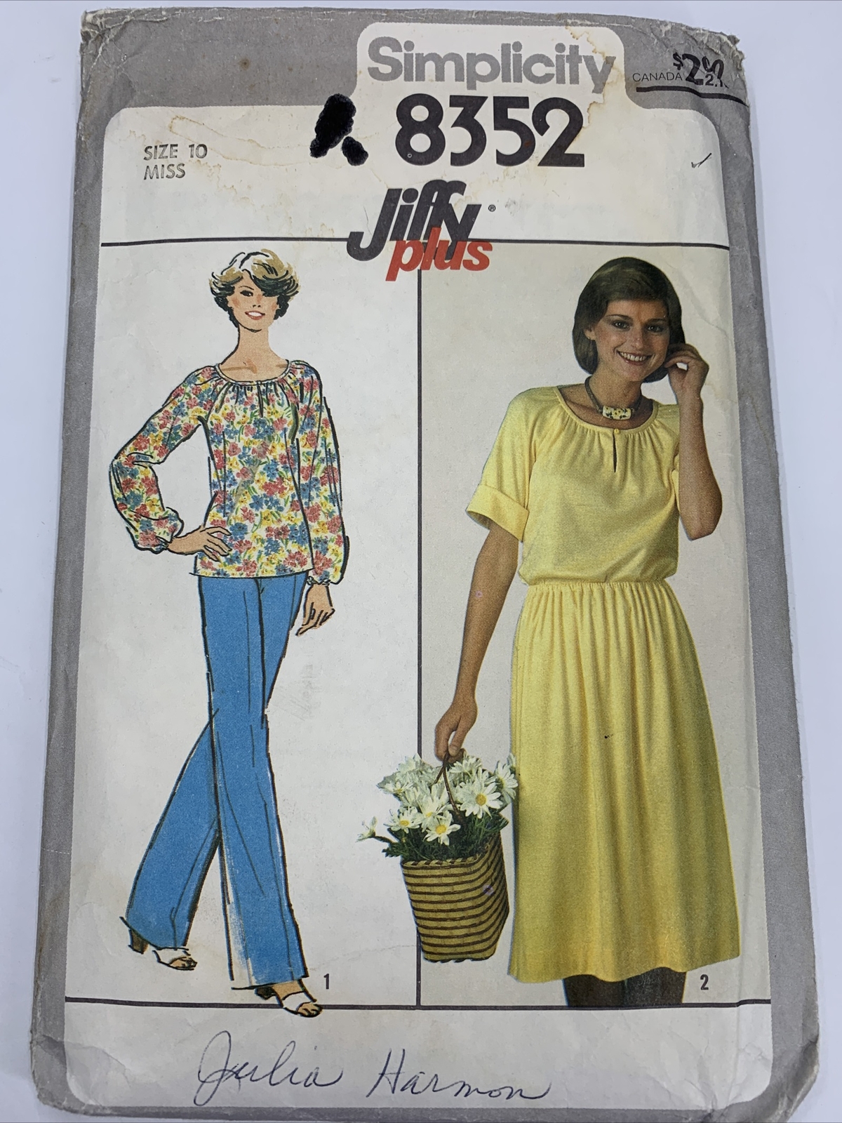 Simplicity 8352 Misses Dress Shirt Pants Skirt Pattern Size 10 Bust 32. ...