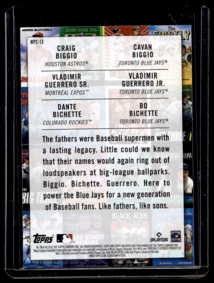 2021 Topps Archives Movie Poster Cards Dante Bichette/Bo Bichette ...