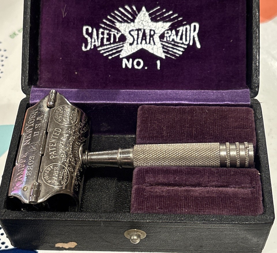 1900's Kampfe Bros Star Lather Catcher Vintage Single Edge Safety Razor ...