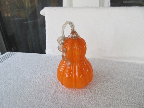 QUALITY~~Art Glass Fall SQUASH Gourd Pumpkin~ Orange + 9" TALL | eBay