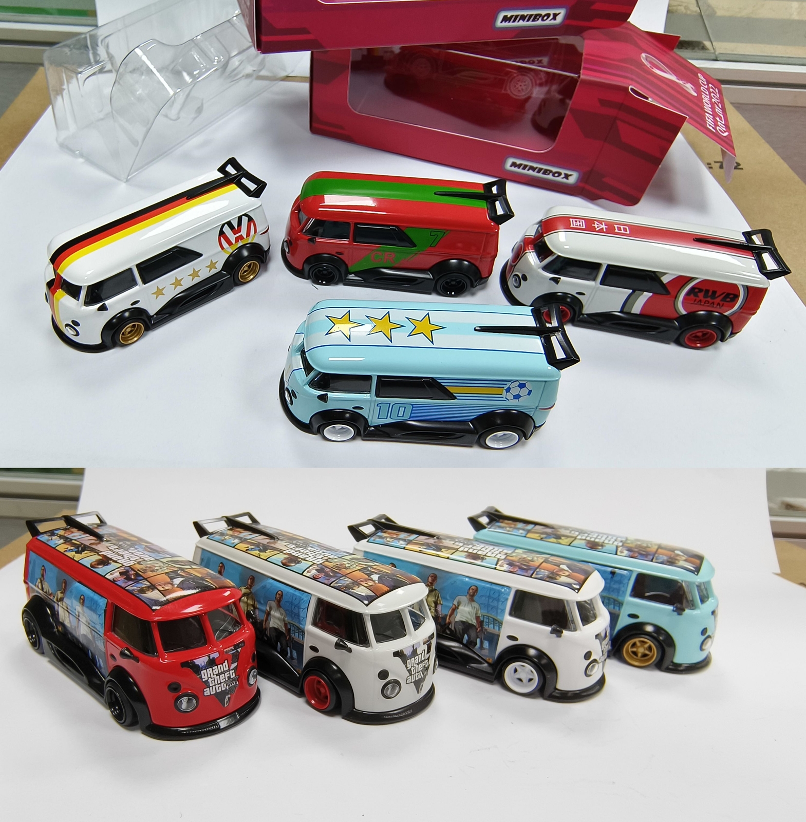 MINIBOX 1:64 T1 Van Germany / Japan / Argentina / Portugal Diecast ...