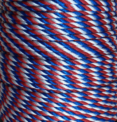 3 Strand Rope 8mm Red,White,Blue Floating Multifilament Various Lengths ...
