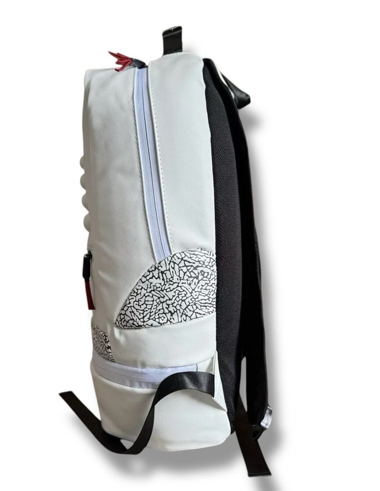 Nike Air Jordan 3 III Retro White Cement Grey Red Spizike Backpack | eBay