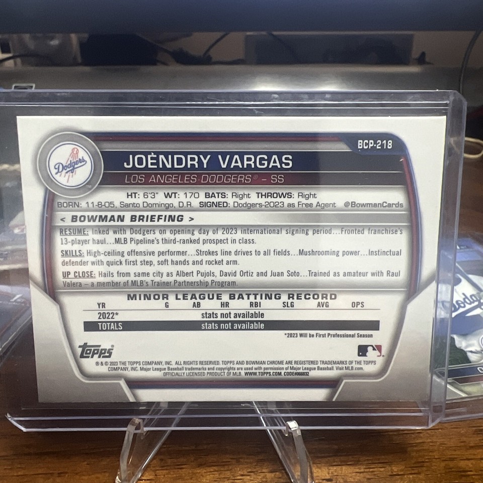 2023 Bowman Chrome Joendry Vargas Mojo Refractor 1st #BCP-218 Dodgers ...