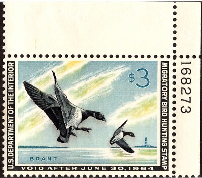 EDSROOM-15008 RW 30 1963 $3 Brant Landing Ducks P#SINGLE NEVER HINGED ...