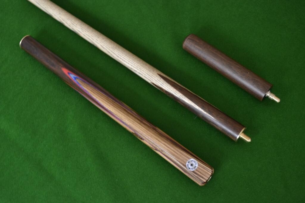 57" Handmade/Hand-Spliced Snooker Cue (Butt: Rosewood with Blue/Red ...