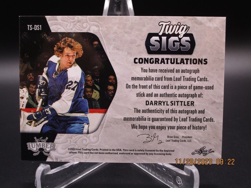 2021-22 Leaf Lumber Twig Sigs Bronze /35 Signed Auto Darryl Sittler #TS ...