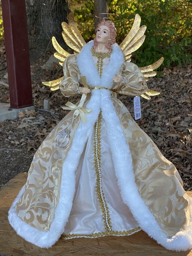 RAZ Imports Large 18.25" Angel Tree Topper Champagne Gold White ...