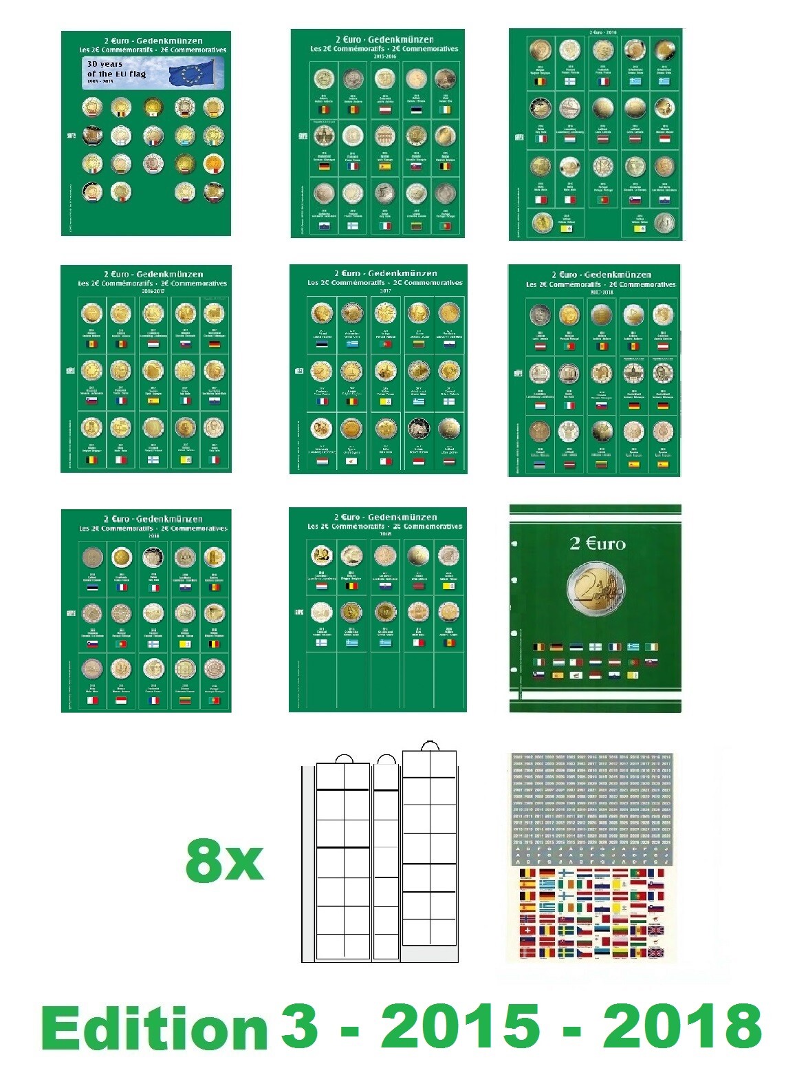 Look 17341-W Red 2 Euro Premium Printed Page Coin Album Ed.3 2 € Coins ...