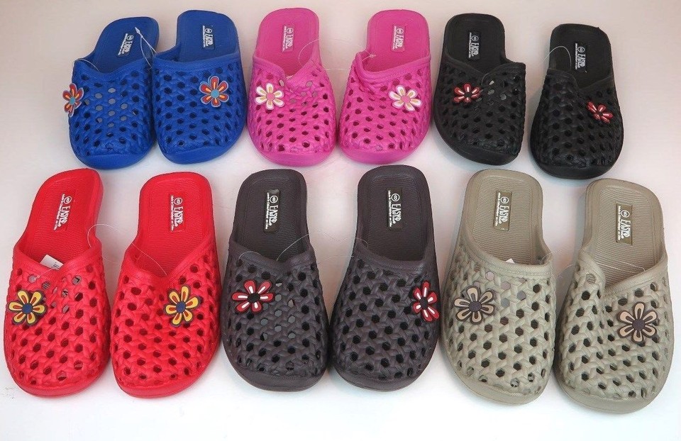 Women's EVA Slide Slippers Sandals Flower Red Black Blue Sizes 6-11 New ...