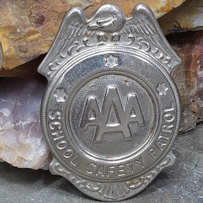 Vintage AAA School Safety Patrol Advertising Stamped Tin Police Badge ...