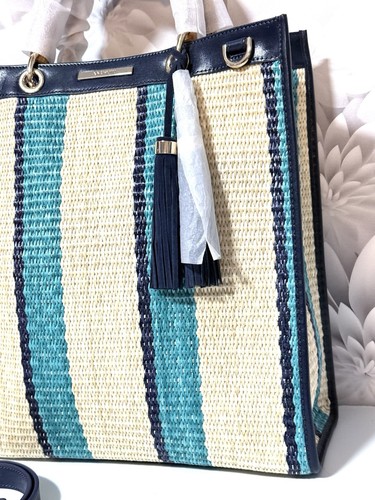 NWT BRAHMIN MONIQUE STRIPPED STRAW HANDBAG TOTE | eBay