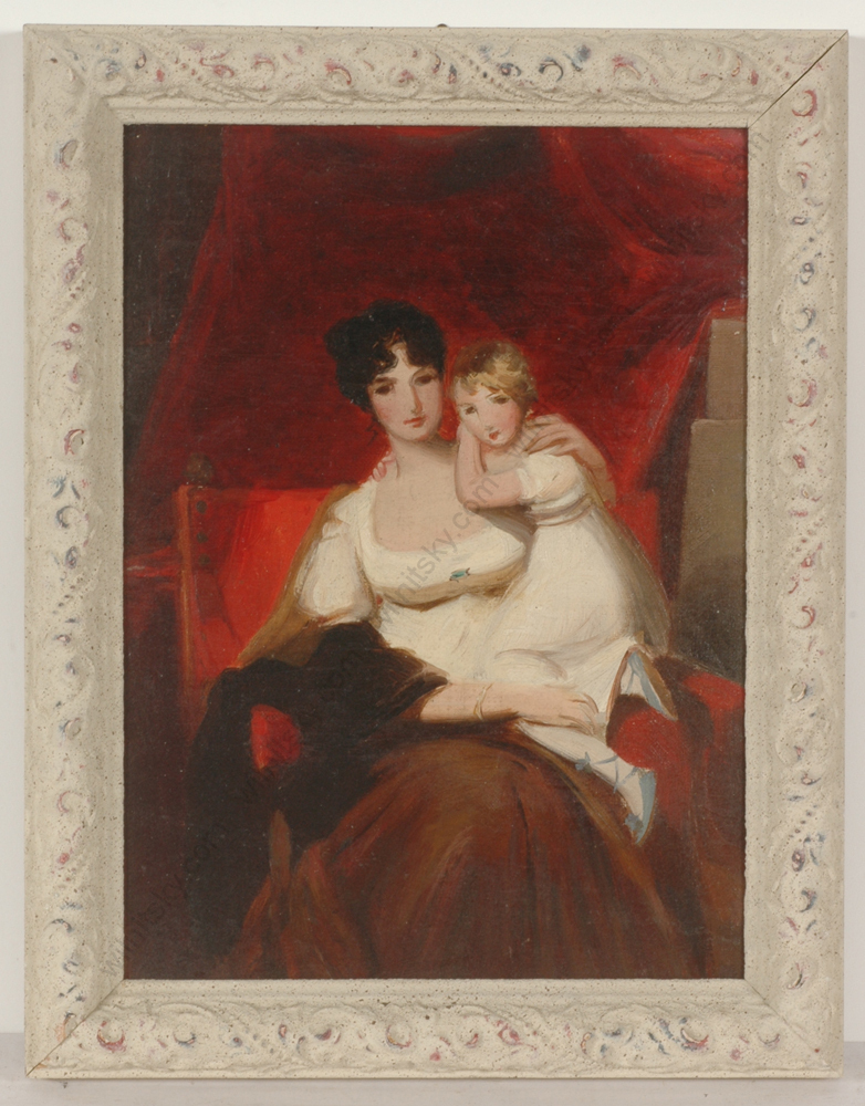 Adolf Pirsch (1858-1928) "Portrait of a lady with her little daughter ...