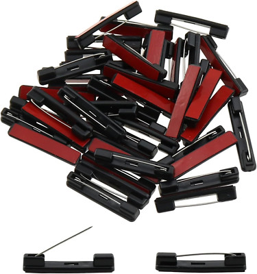 Self-Adhesive Bar Safety Pins 50Pcs Black Safety Pin with Adhesive ...