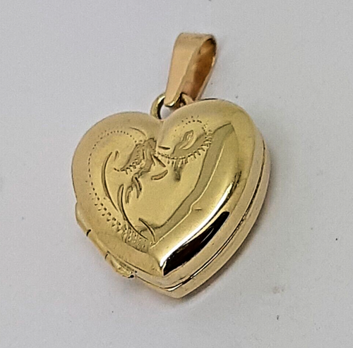Engraved Double Heart Locket Pendant 9ct Solid Yellow Gold | eBay Australia