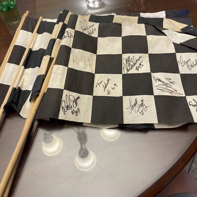 5 Autograph Signed Checkered Flags. Tons Of Autographs. Super Rare | eBay