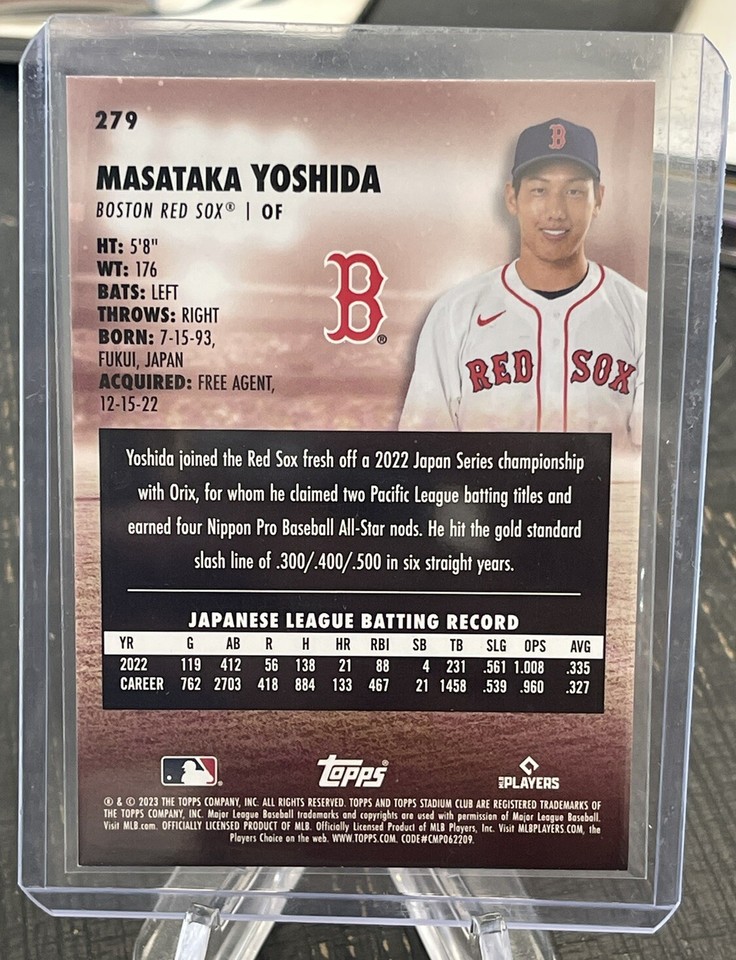 2023 Topps Stadium Club Masataka Yoshida RC 1991 Design Variation SP ...