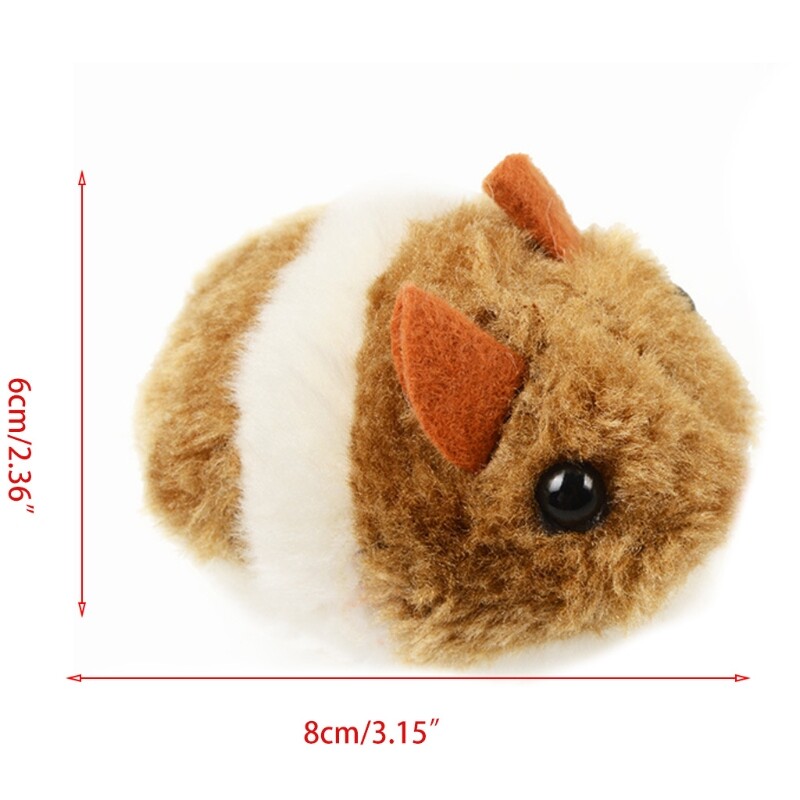 Pull String Mouse Vibrating Movable Interactive Toy Fluffy Plush Mice ...