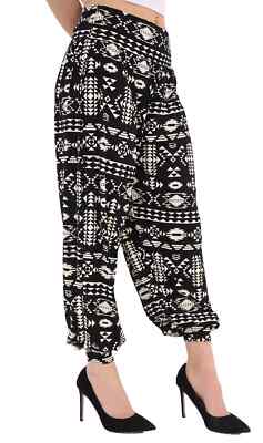 Womens Harem Ali Baba Pants Tye Dye Aztec Print Baggy Trousers UK 8-26 ...