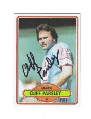 Signed 1980 Topps CLIFF PARSLEY Houston Oilers Football card #343 w/COA ...