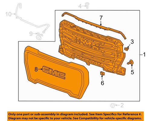 GM OEM 19-22 Sierra 1500 Grille Grille Components-Grille 84508284 | eBay