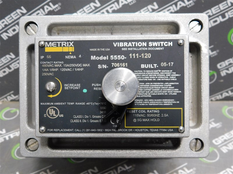 USED Metrix 5550-111-120 Vibration Switch 480VAC Max. 15A/250VDC Max. 1 ...