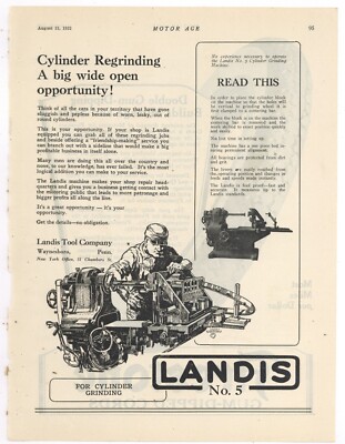 1922 Landis Tool Co. Ad: No. 5 Cylinder Grinding Machine Pic ...