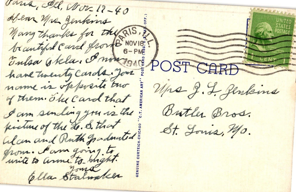 High School Street View Paris Illinois Unused Linen Postcard c1940 | eBay