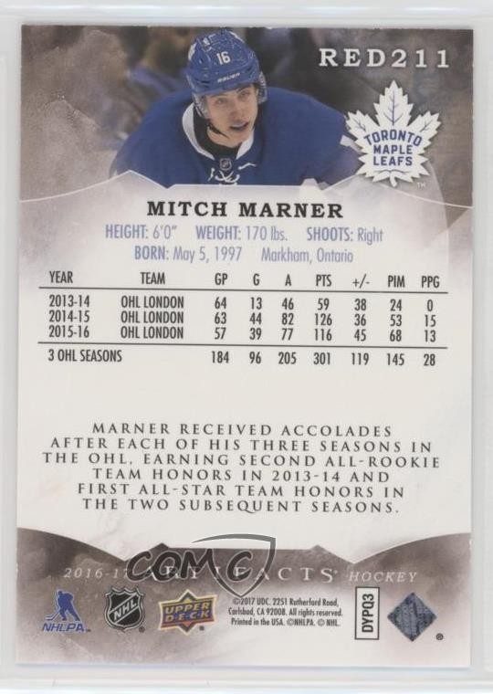 2016-17 Upper Deck Artifacts Rookie Redemption /799 Mitch Marner # ...