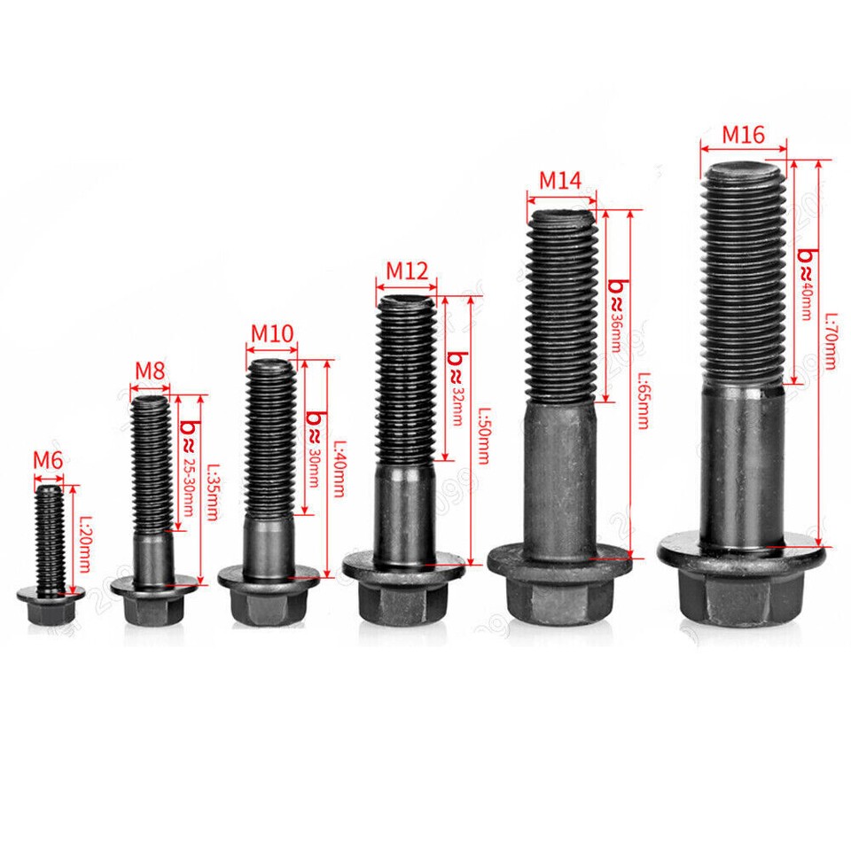 M6 M8 M10 M12 M14 M16 Black Steel Hexagon Flange Bolts Hex Flange Head ...