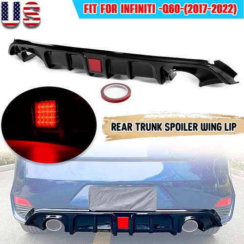 Carbon Fiber Rear Diffuser Bumper W/Light Lamp For Infiniti Q60 2017 18 ...