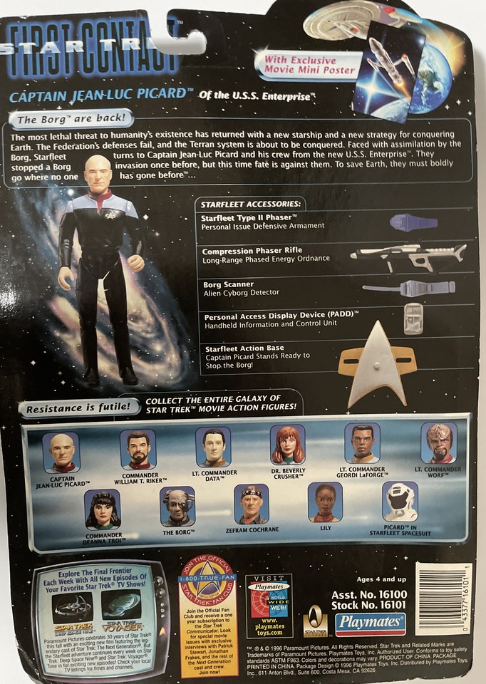 Star Trek First Contact Captain Jean Luc Picard Stock No. 16101 Action ...