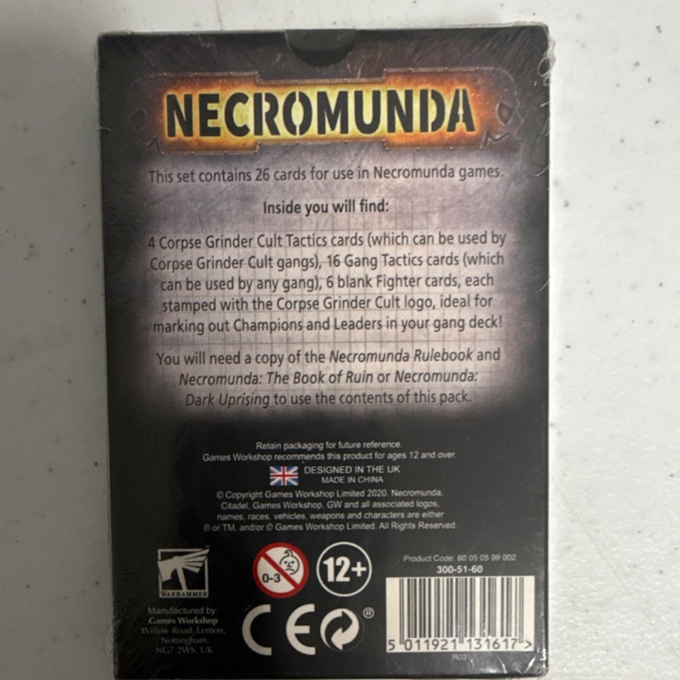 Games Workshop Necromunda: Corpse Grinder Cult Gang Cards 300-51-60 ...