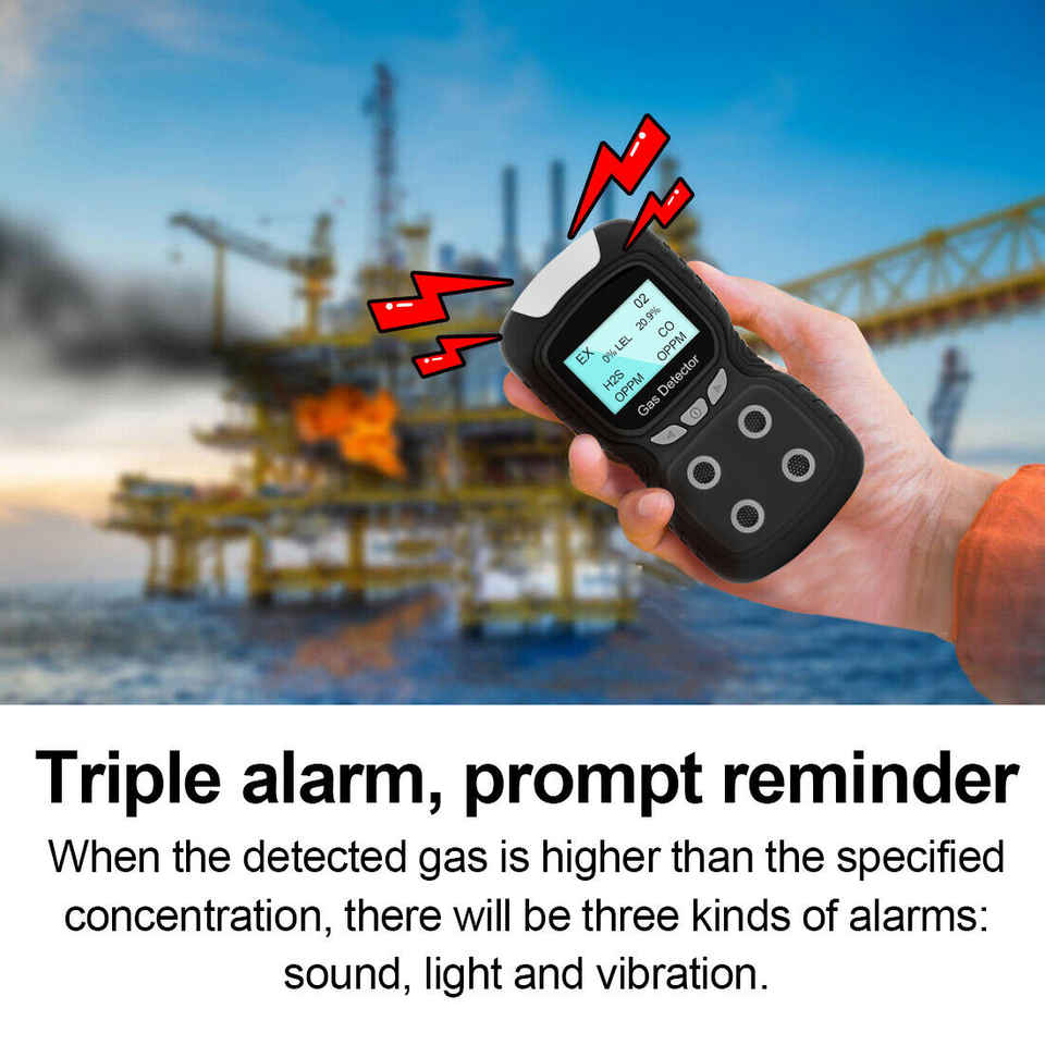 O2 CO H2S EX Gas Test Handheld Detector Meter Gas Analyzer Tester ...