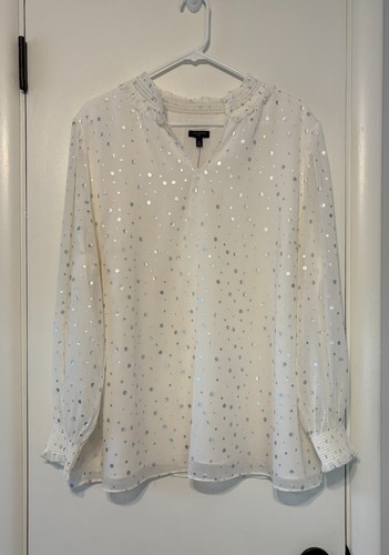 Talbots Women's Plus Cheerful Dots Smocked Split-Neck Shirt Top Blouse 2X NWT | eBay