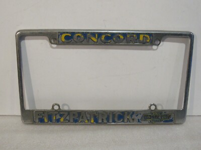 RARE Concord Fitzpatrick Chevrolet Metal License Plate Frame | eBay