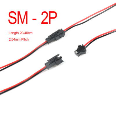 SM 2P Connection Cable 2.54mm Pitch Wire Length 20/40cm Male + Female w ...