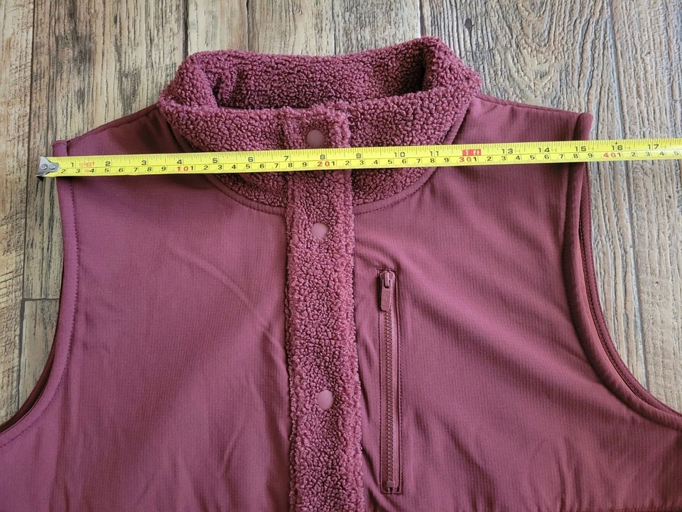 FLX Womens Size L Maroon Burgundy Boucle Mixed Media Snap Front Vest ...