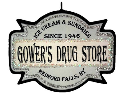 WONDERFUL LIFE - GOWER'S DRUG STORE SIGN * Glitter CHRISTMAS ORNAMENT ...
